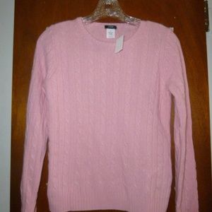 J. Crew | Sweaters | J Crew Pink Cable Sweater Small Merino Wool Blend ...